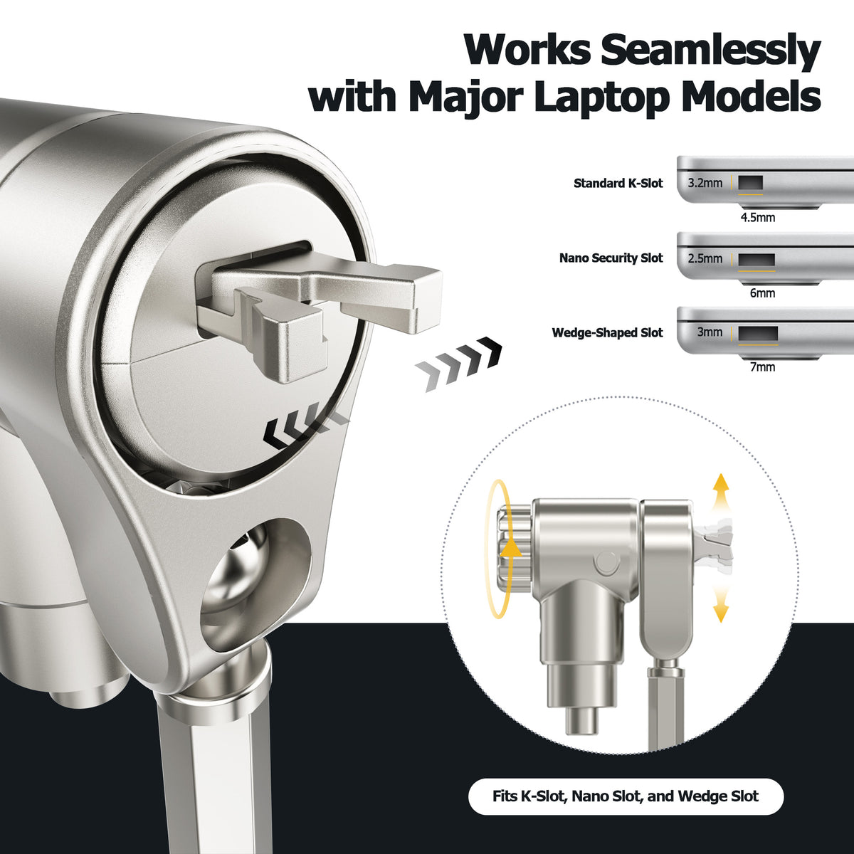 3-in-1 Universal Laptop Cable Lock (TL-280K) – AboveTEK.com